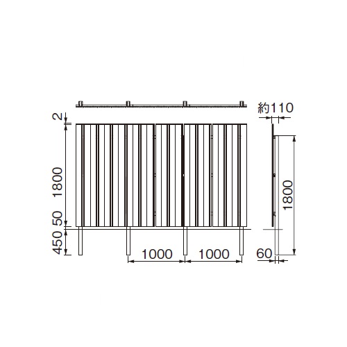 スギカウ / 格子ユニット こだわり板大和塀ユニット H1800 ウッドカラー
