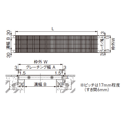 スギカウ / 屋内外兼用 ノンスリップ樹脂グレーチング 順目 GNNJ-20W151 ブラック